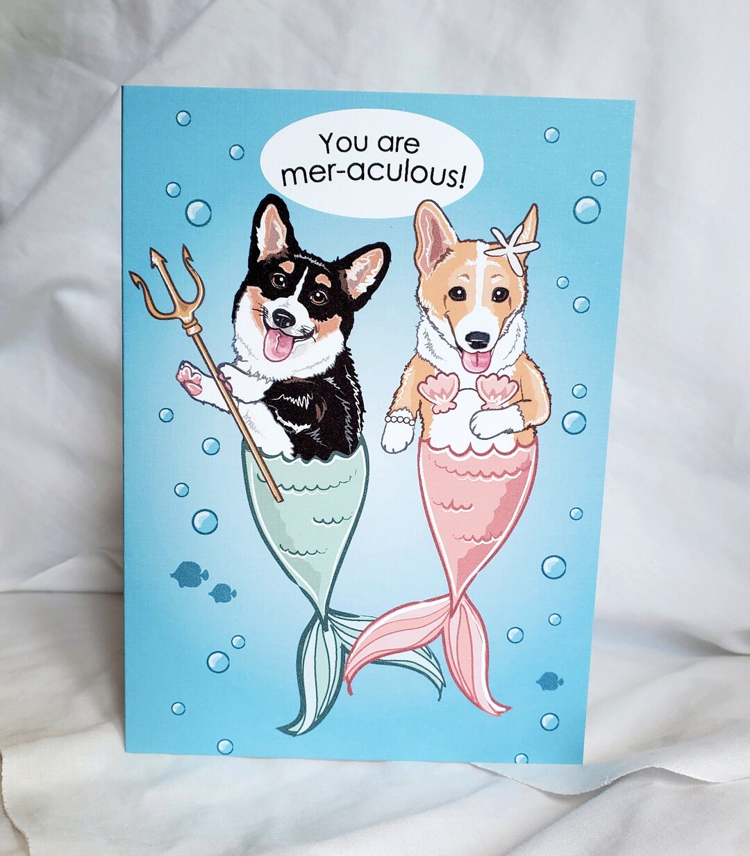 Mermaid Corgis Greeting Card - Etsy