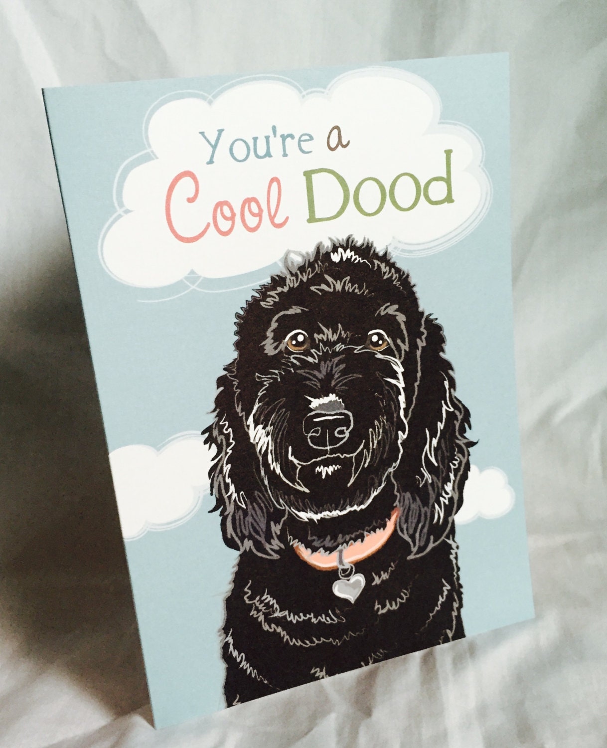 Cool Black Labradoodle Greeting Card | Etsy