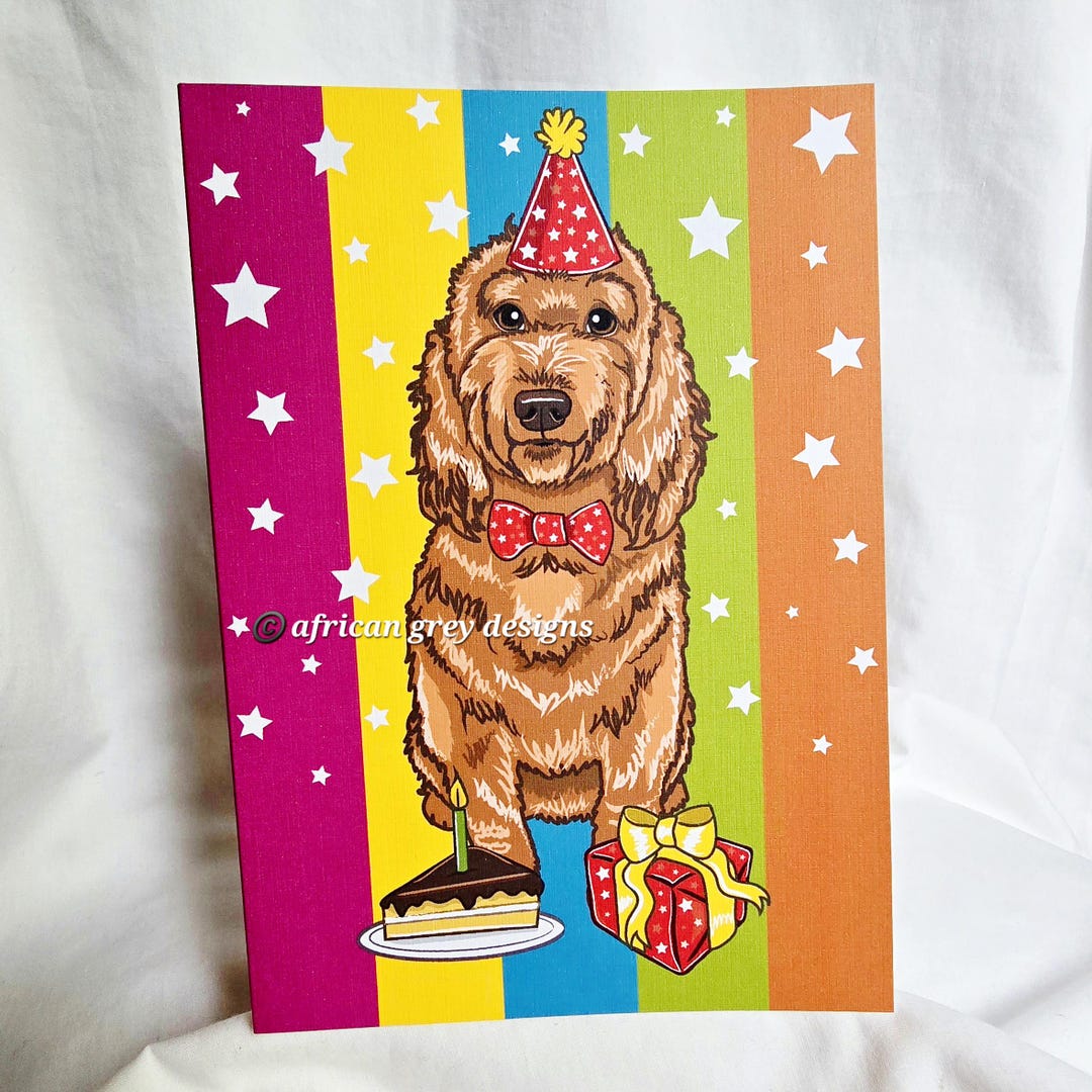 Labradoodle Rainbow Birthday Greeting Card - Goldendoodle - Etsy
