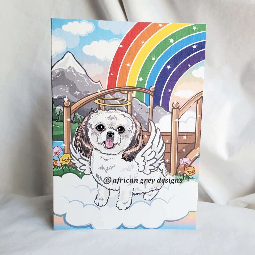 Rainbow Bridge Shih Tzu Angel Greeting Card - Etsy
