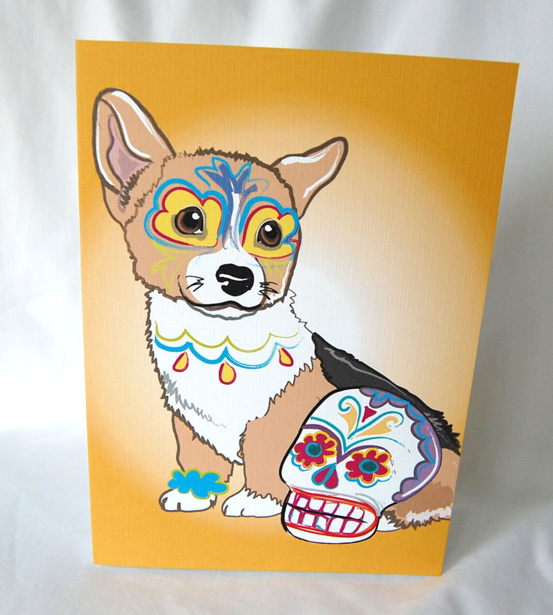 Day of the Dead Corgi Greeting Card - Etsy