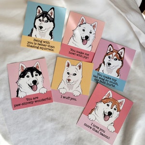 Husky Valentines - Mini Eco-friendly Set of 6 - Printed on Recycled ...