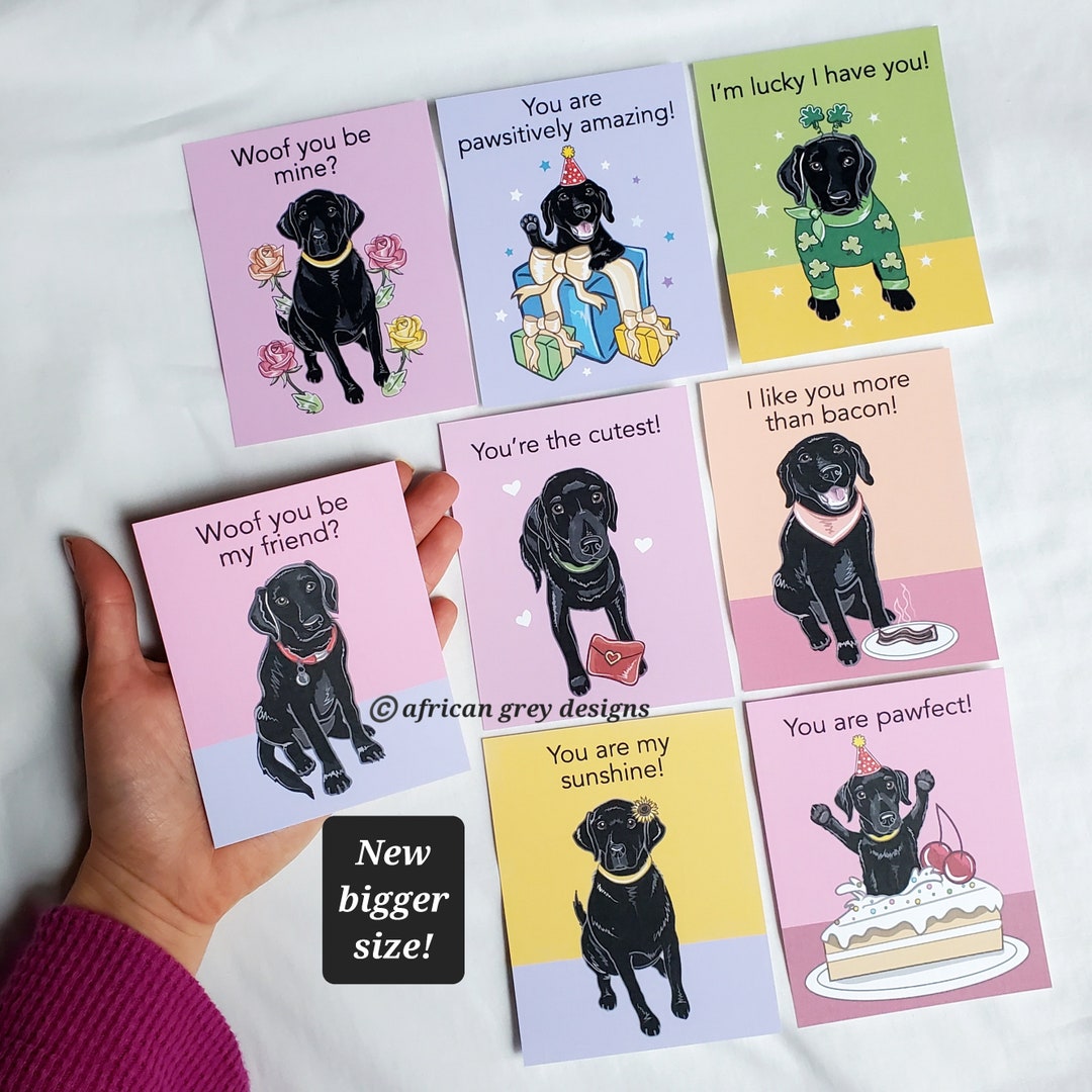 Black Lab Valentines - New Bigger Size - Eco-friendly Set of 8 - 3.5 X ...
