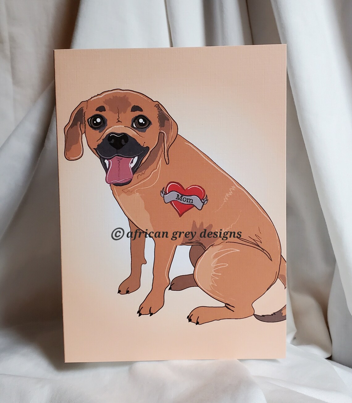 Custom Puggle Tattoo Greeting Card - Etsy