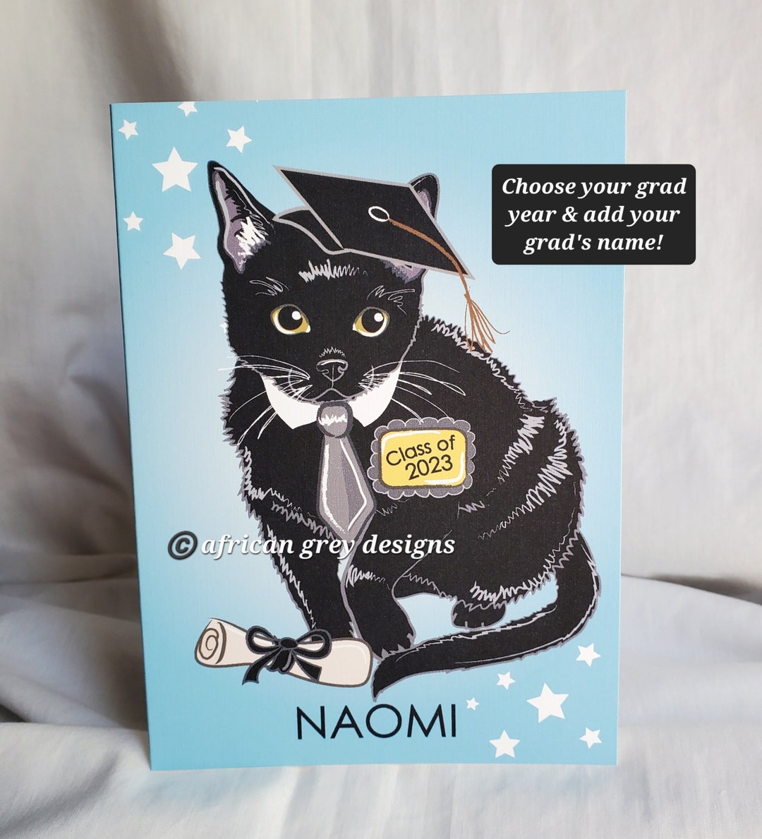 Black Cat Graduation Greeting Card - Etsy