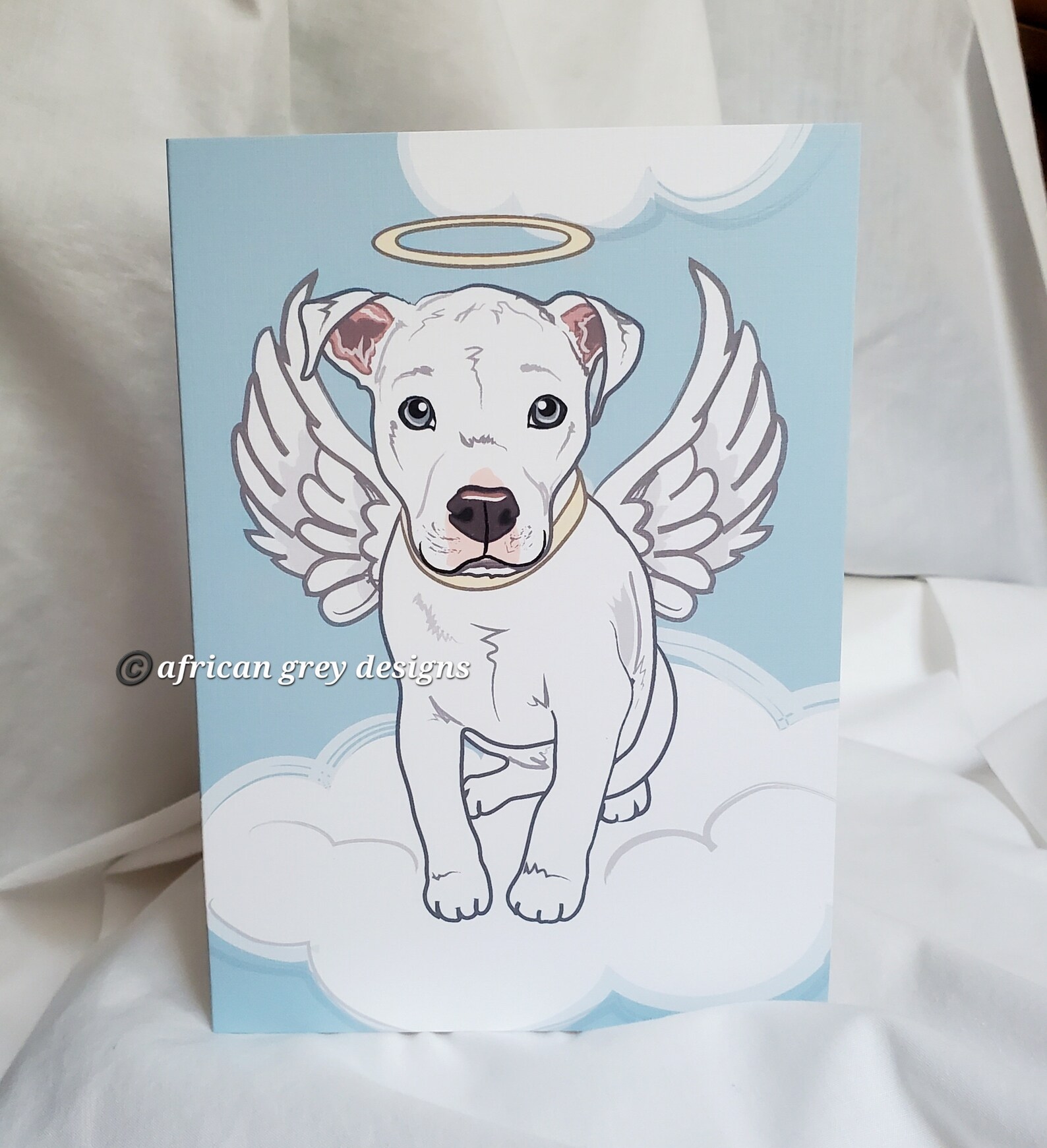 Angel Pit Bull Greeting Card - White Fur - Etsy