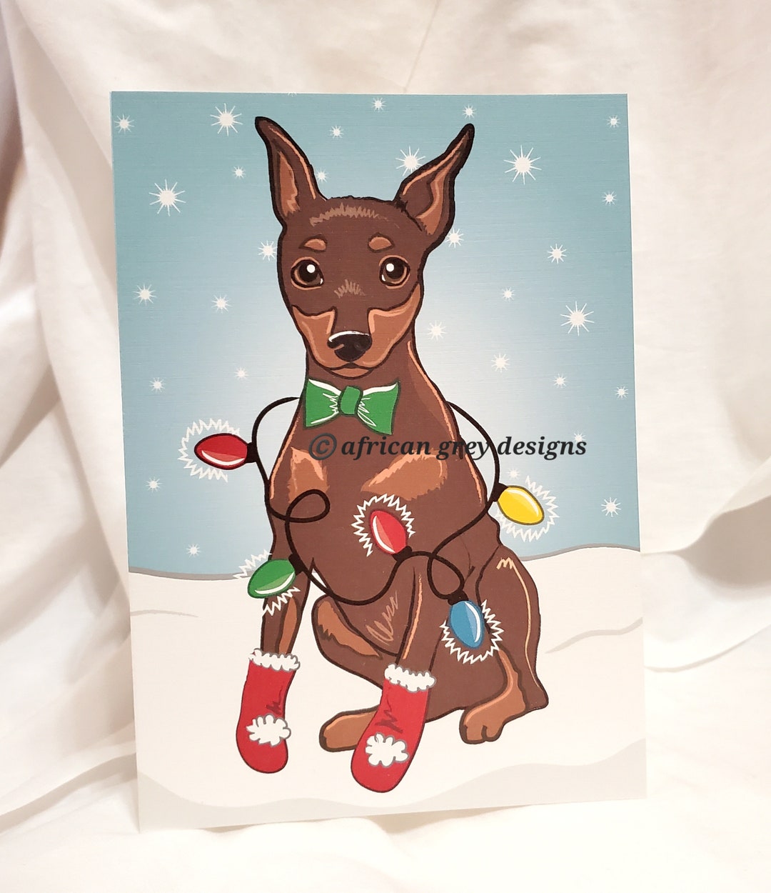 Christmas Red Min Pin Greeting Card - Etsy