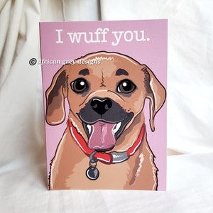 Puggle Wuff You Greeting Card - Etsy