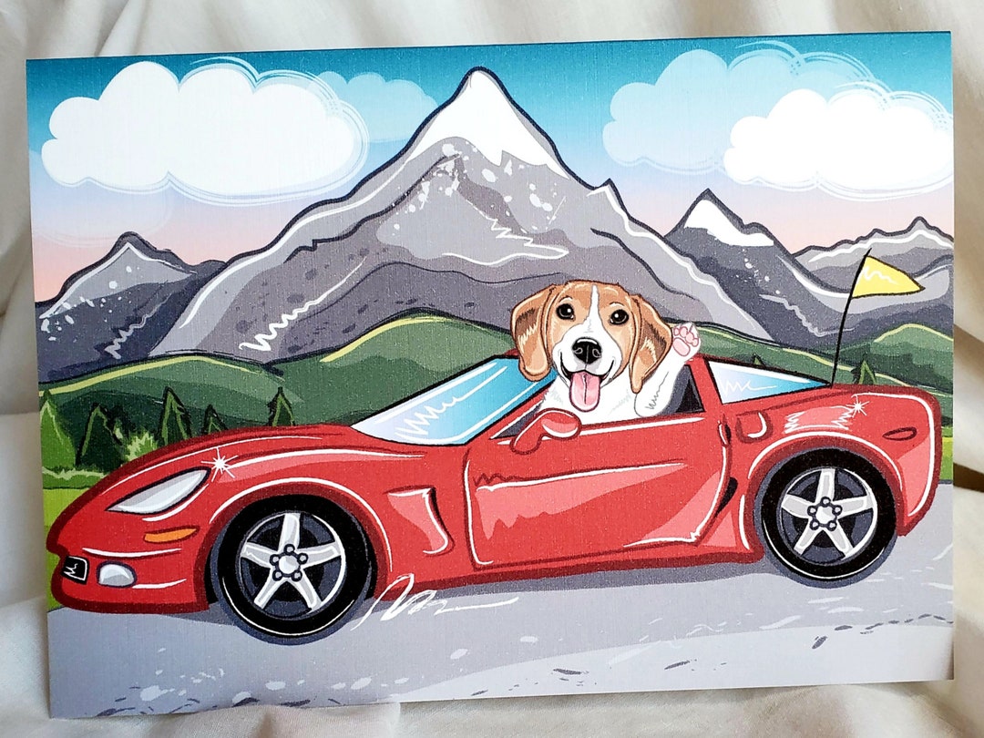 Racing Beagle Greeting Card - Etsy