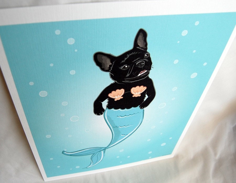French Bulldog Mermaid Eco-friendly 8x10 Print on Recycled - Etsy