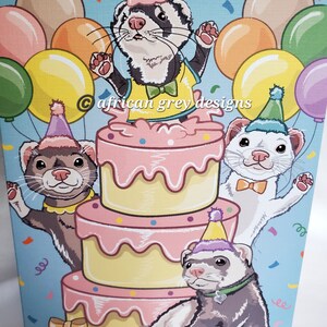 Ferret Birthday Cake Greeting Card - Etsy