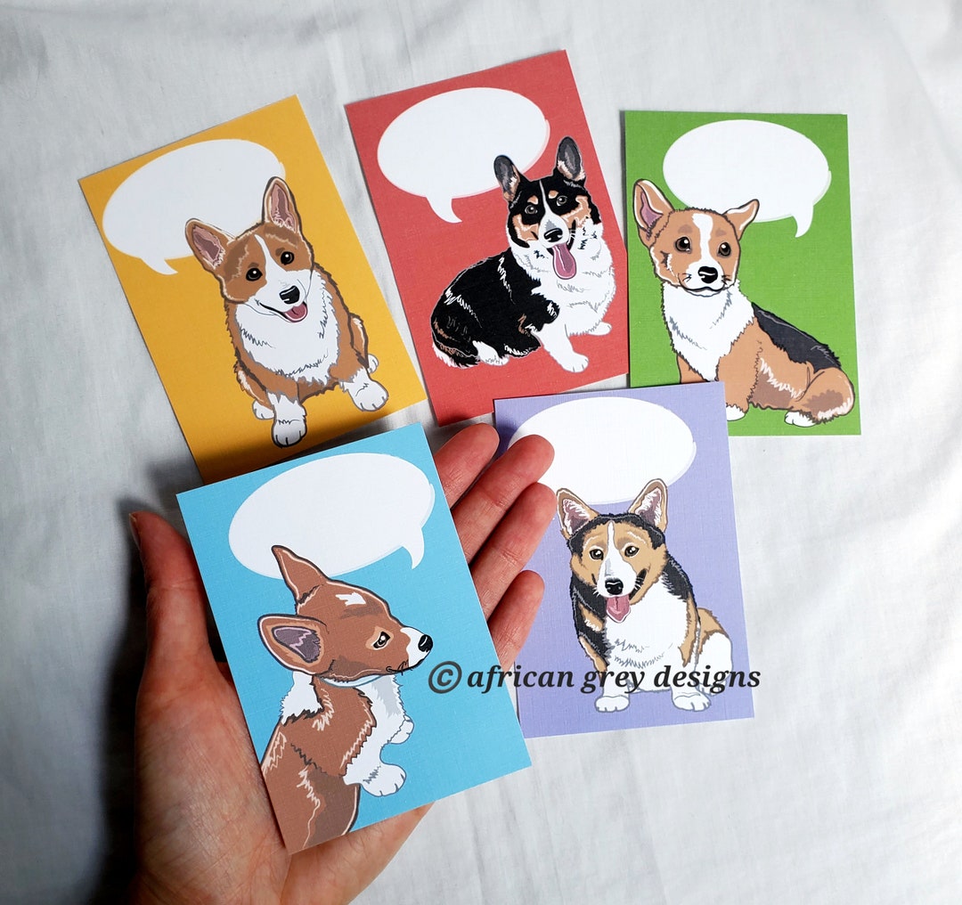 Corgi Mini Notecards - Blank Conversation Bubbles - Eco-friendly Set of ...