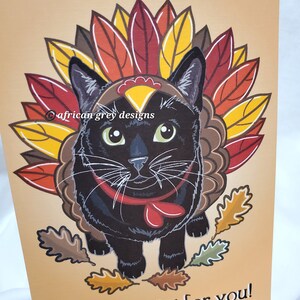 Thanksgiving Black Cat Greeting Card - Etsy