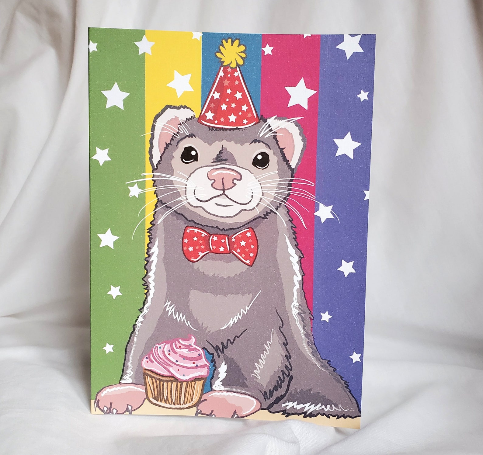 Rainbow Ferret Birthday Card - Etsy