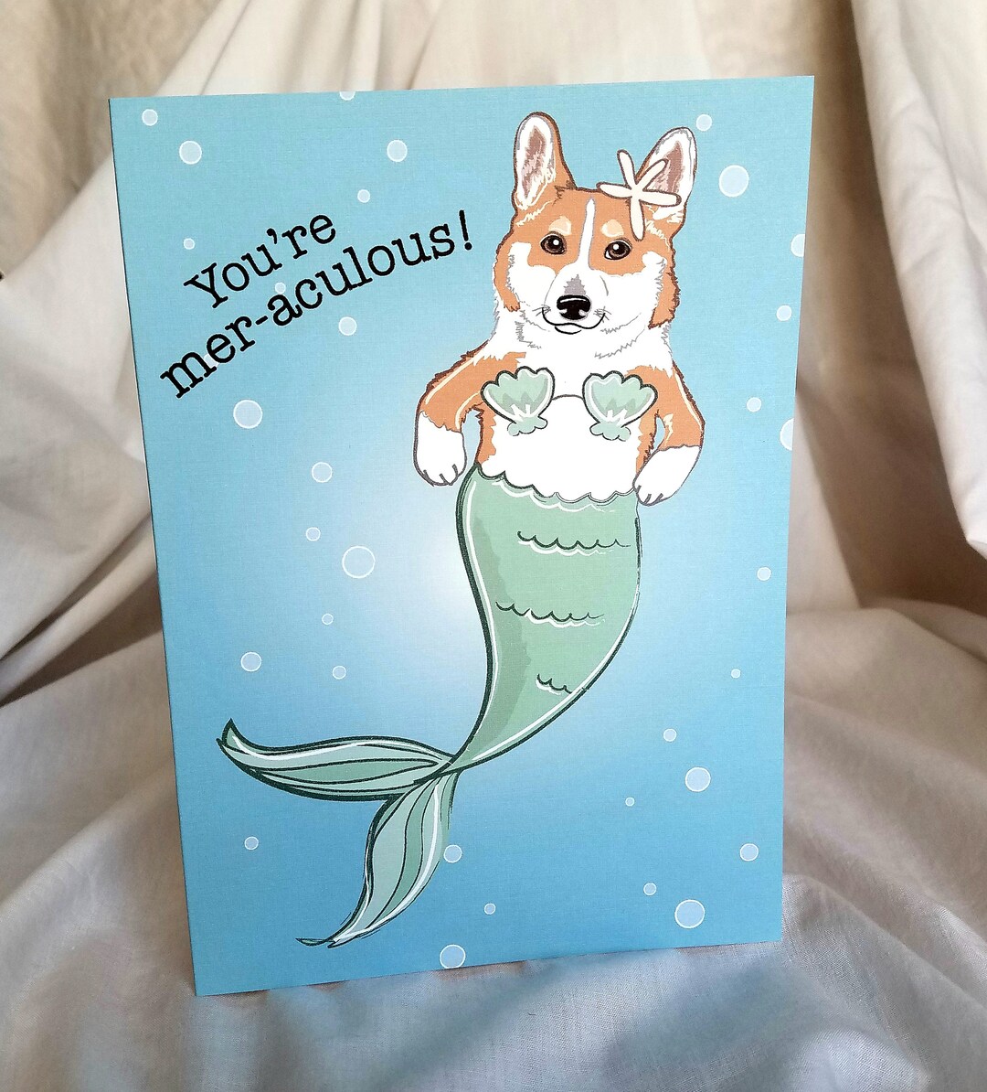 Mermaid Corgi Greeting Card - Etsy