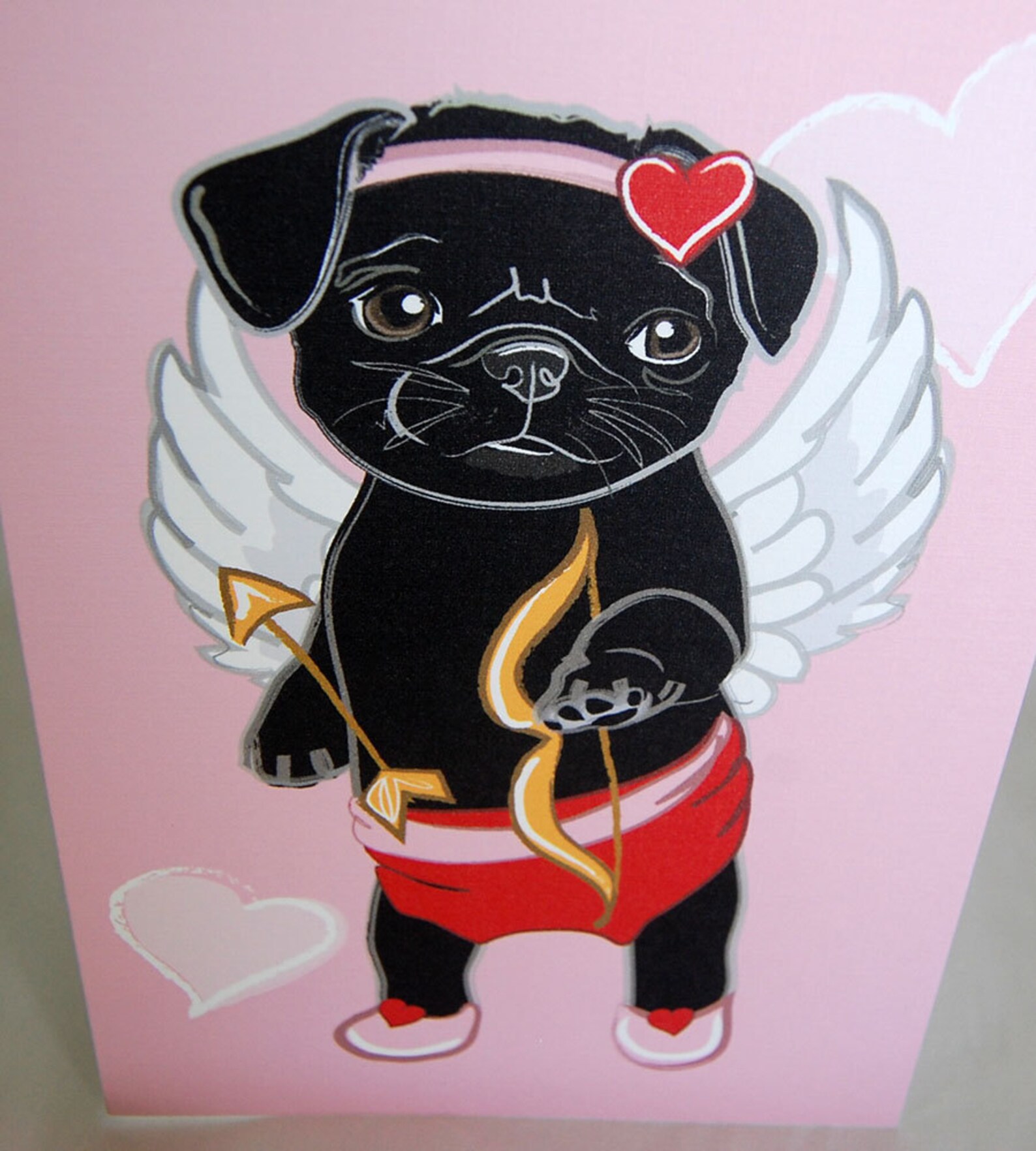 Cupid Pug Greeting Card | Etsy