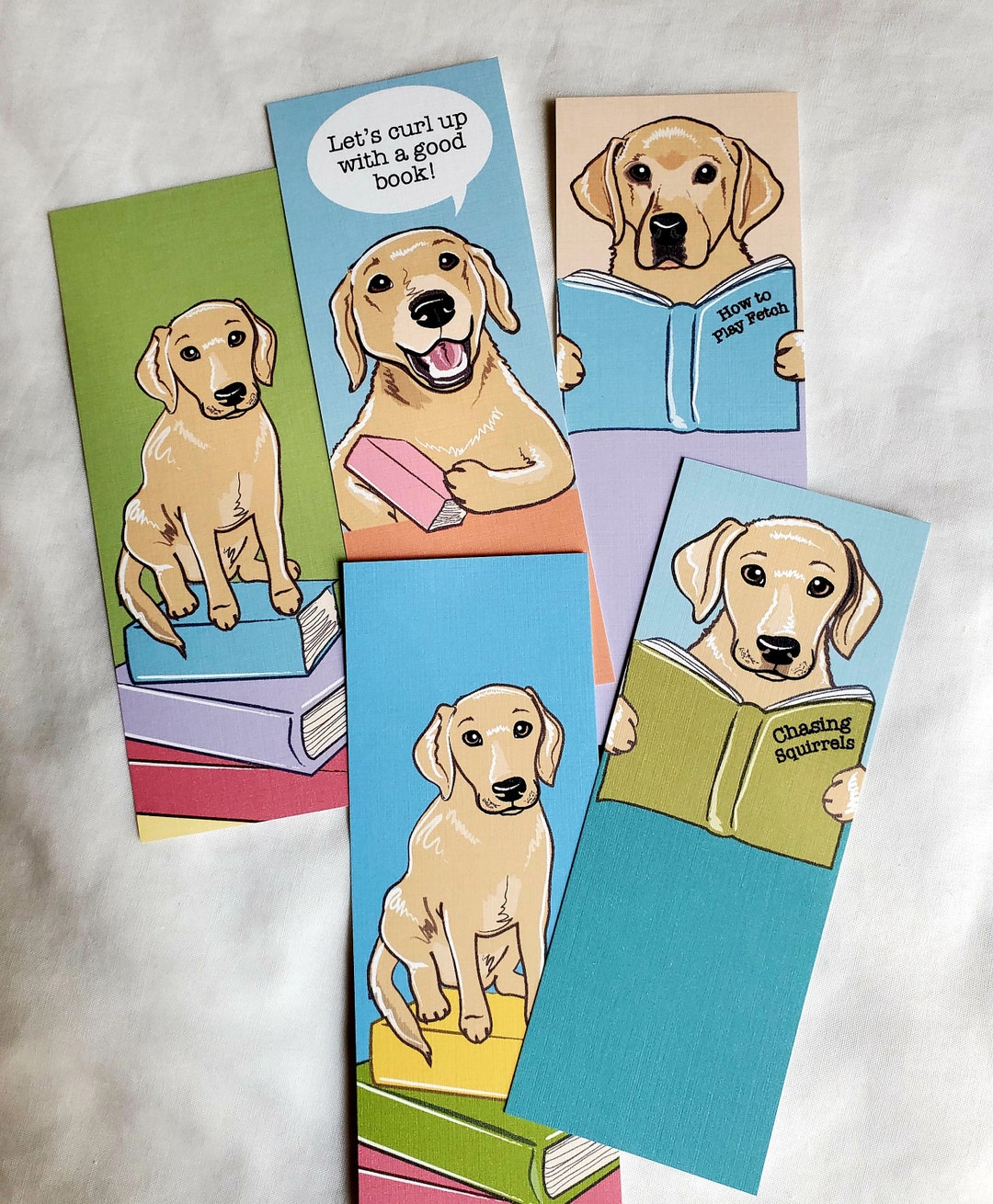 Yellow Lab Bookmarks - Eco-friendly Set of 5 on Recycled Linen Paper - Etsy