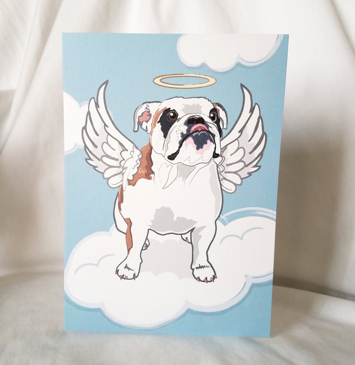 Angel English Bulldog Greeting Card White Bulldog | Etsy