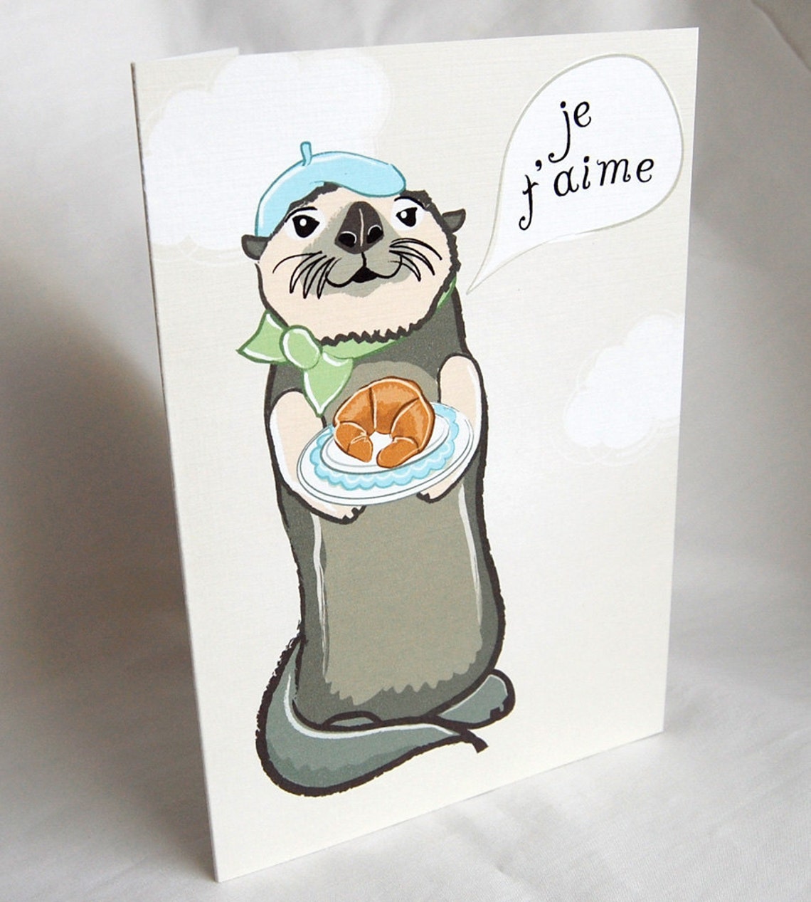 French Otter in Love Greeting Card - Etsy