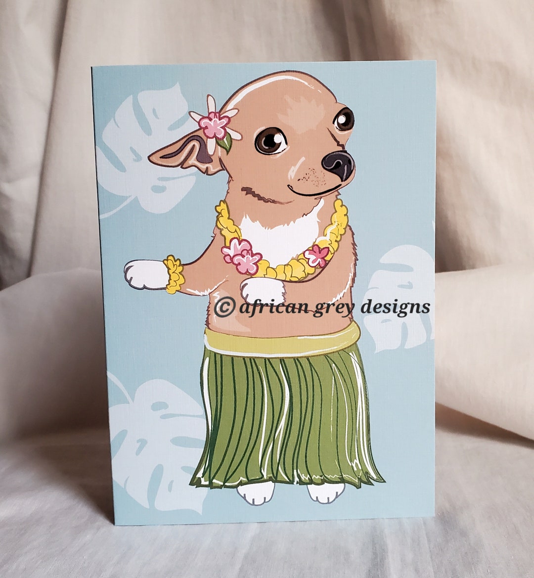 Hula Chihuahua Greeting Card - Etsy