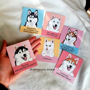 Husky Valentines - Mini Eco-friendly Set of 6 - Printed on Recycled ...