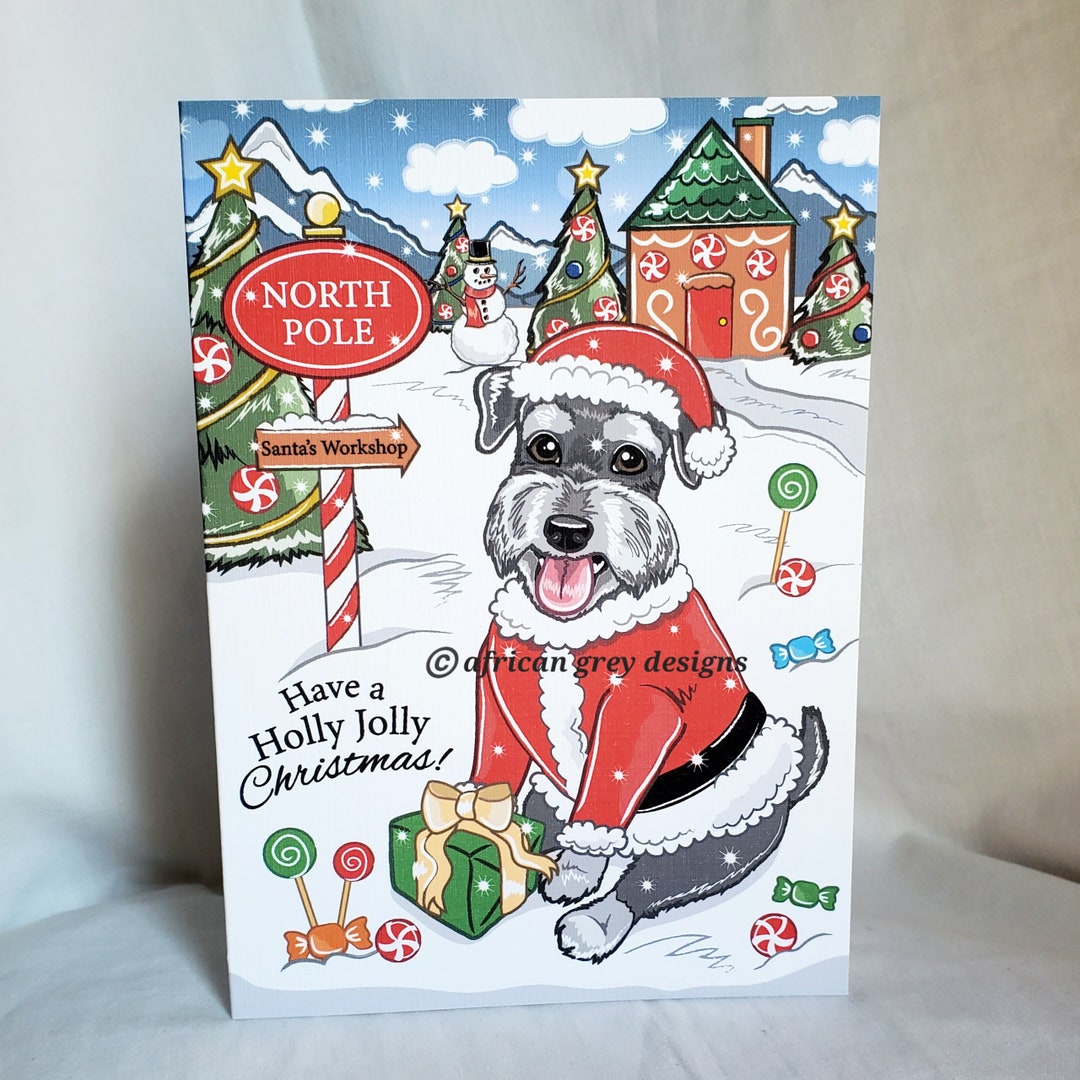 Santa Schnauzer Greeting Card - Etsy