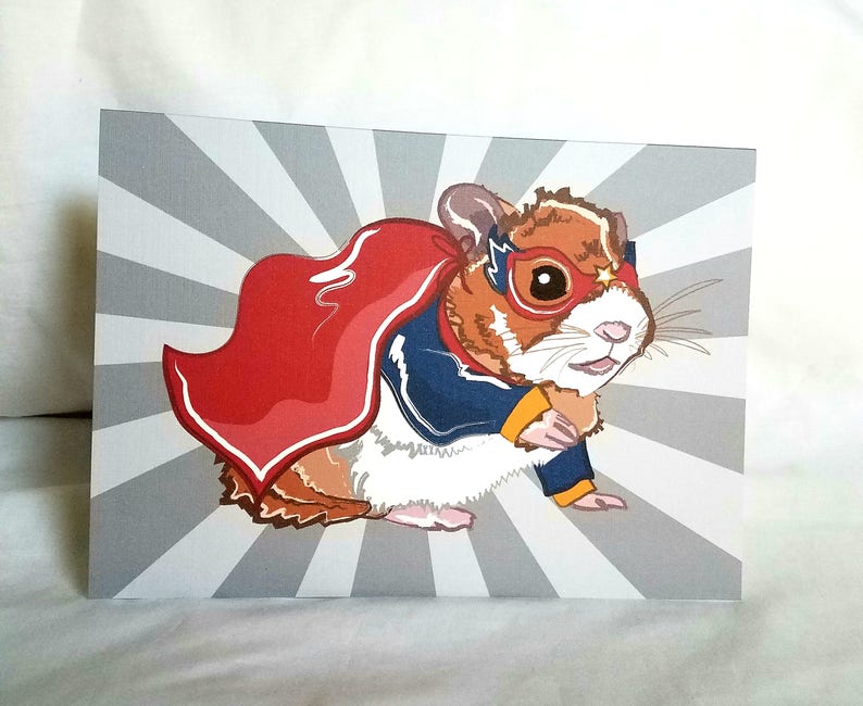 Super Hamster Greeting Card - Etsy