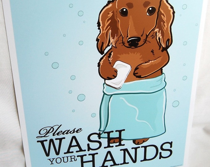 Wash Your Hands Dachshund - 8x10 Print - Etsy