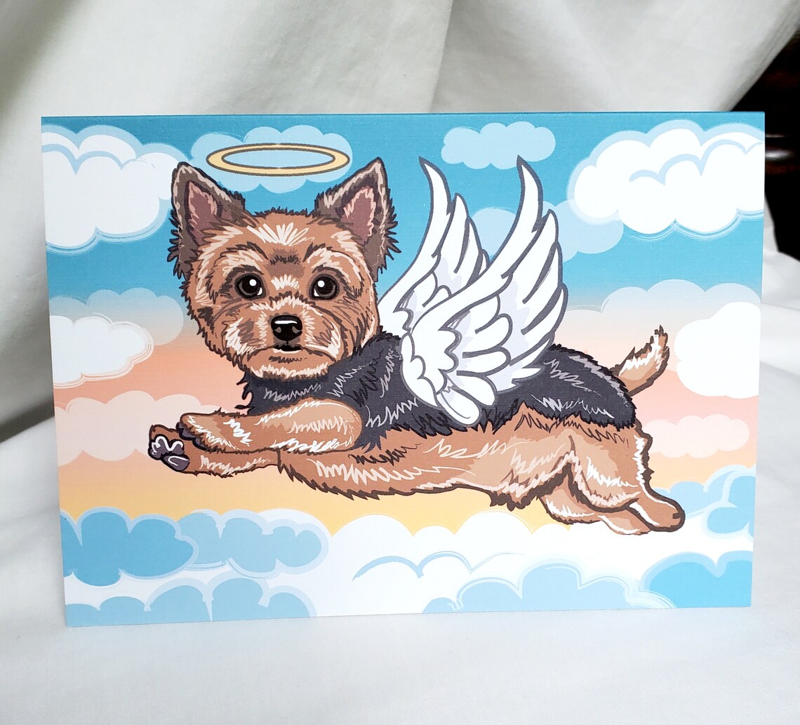 Flying Yorkshire Terrier Angel Greeting Card | Etsy
