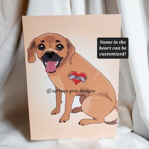 Custom Puggle Tattoo Greeting Card - Etsy