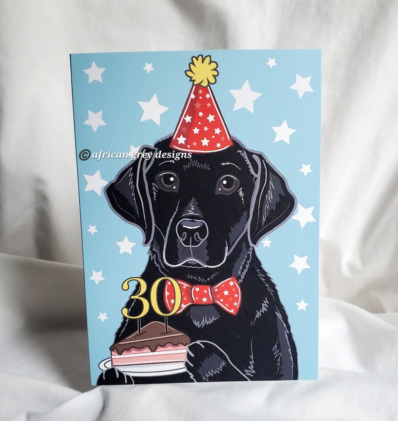 Custom Birthday Black Lab Greeting Card - Customize With Your Number - Etsy