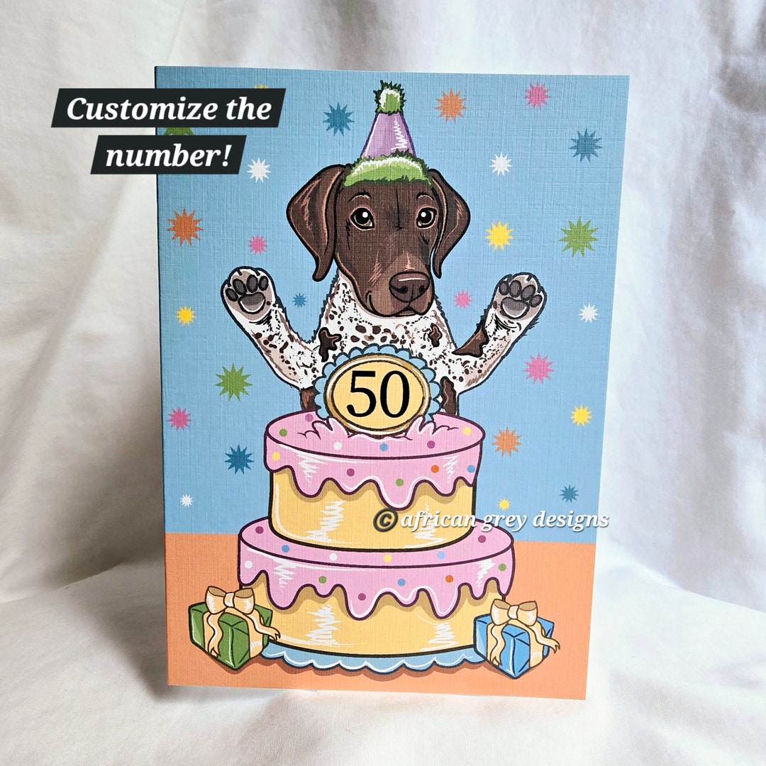 Custom Birthday Cake German Shorthaired Pointer Greeting Card ...