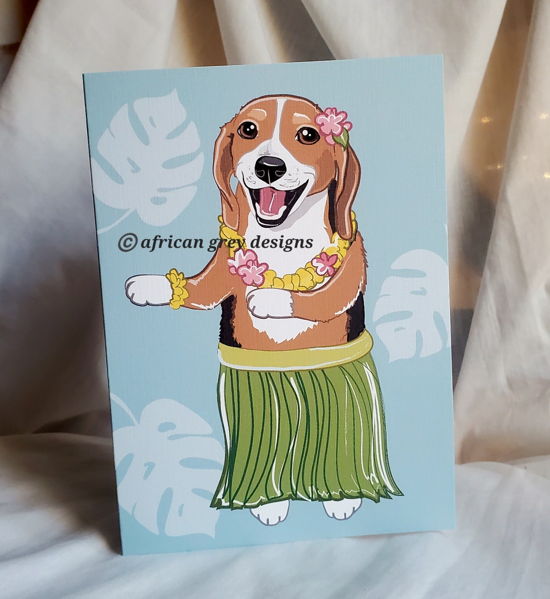 Hula Beagle Greeting Card - Etsy