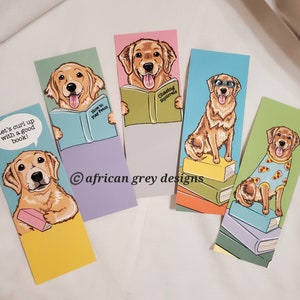 Golden Retriever Bookworm Bookmarks - Eco-friendly Set of 5 - Etsy