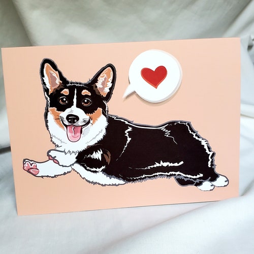 Tri-color Corgi Birthday Card | Etsy