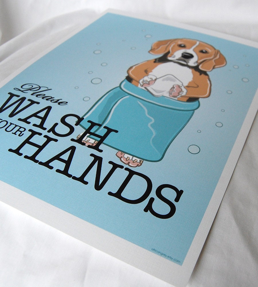 Beagle Wash Your Hands Print Eco-friendly 8x10 Size | Etsy
