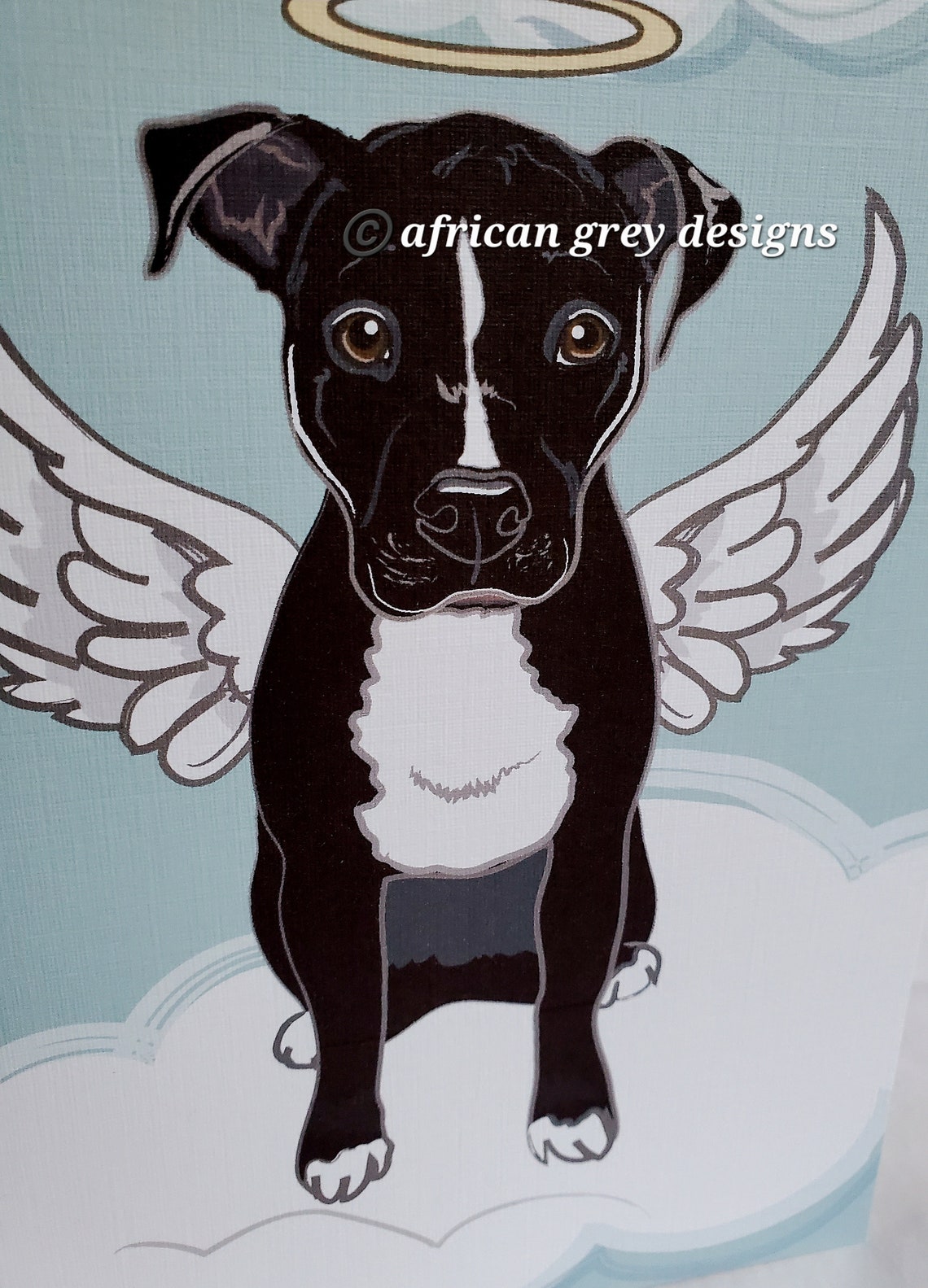 Angel Pit Bull Greeting Card - Black Fur - Choose Your Style - Etsy