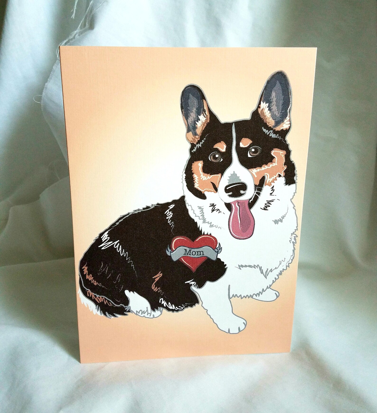 Tricolor Corgi Tattoo Greeting Card | Etsy