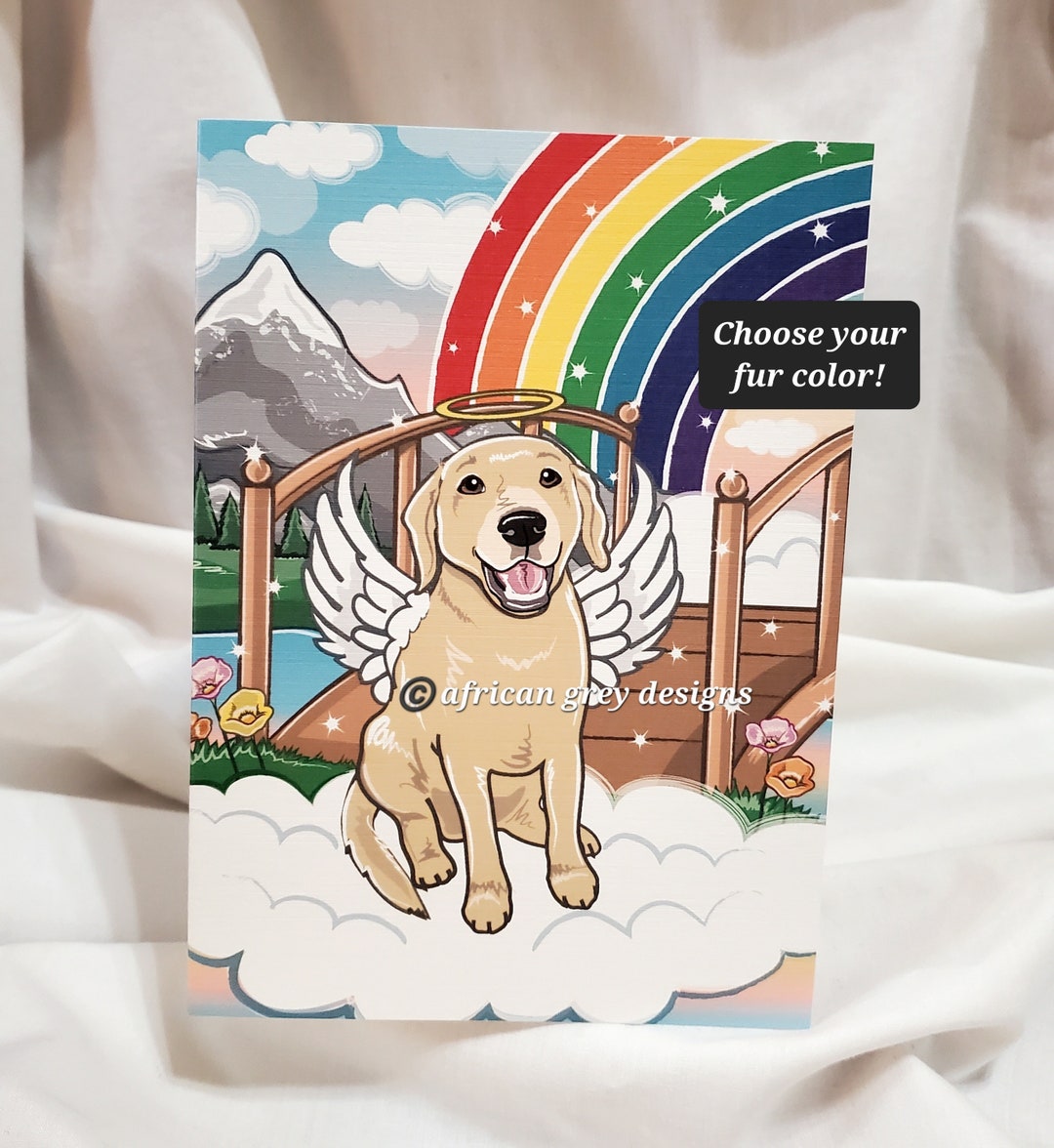 Rainbow Bridge Lab Angel Greeting Card - Choose Your Fur Color - Etsy