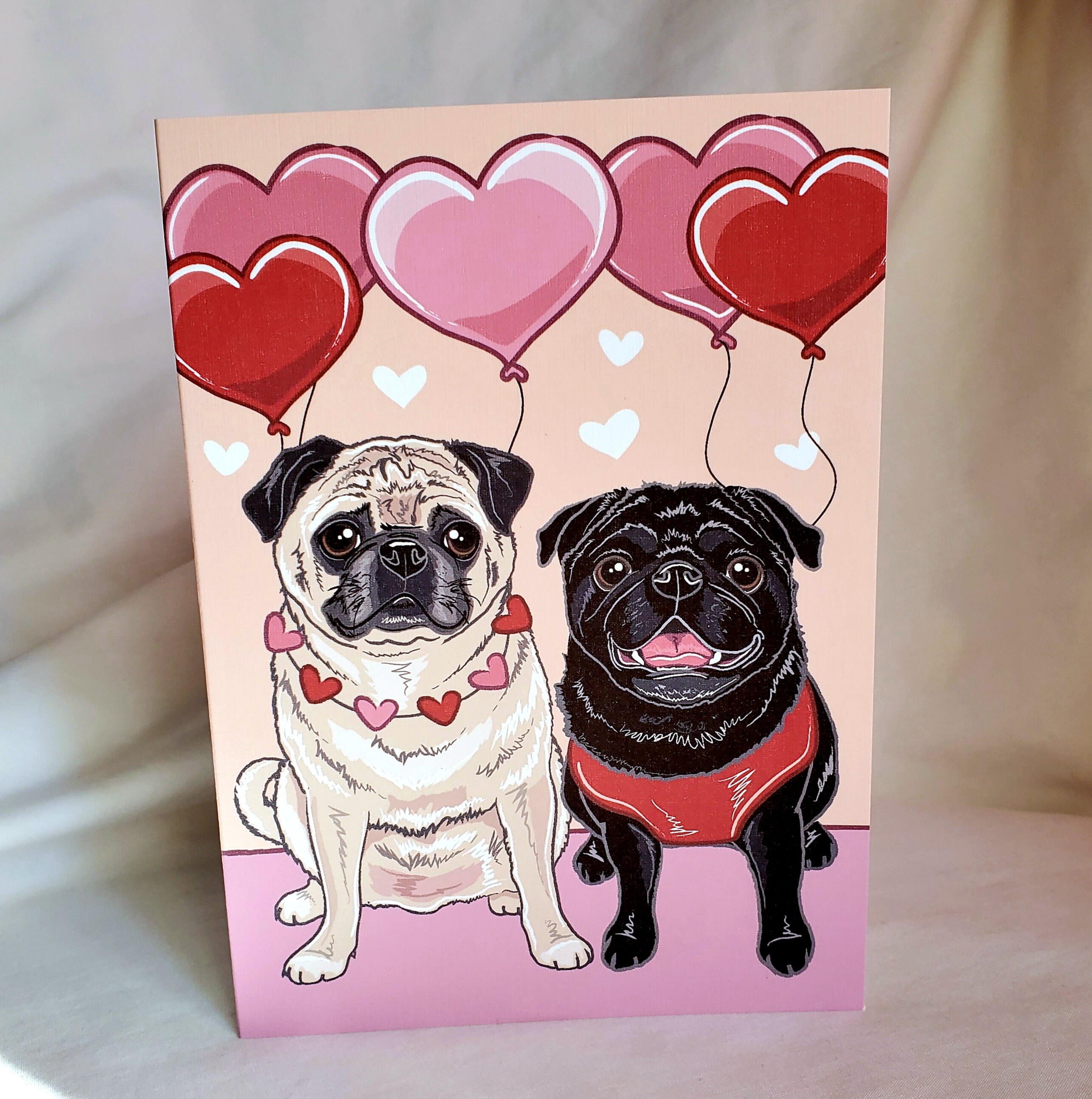 Valentine Pugs Greeting Card | Etsy