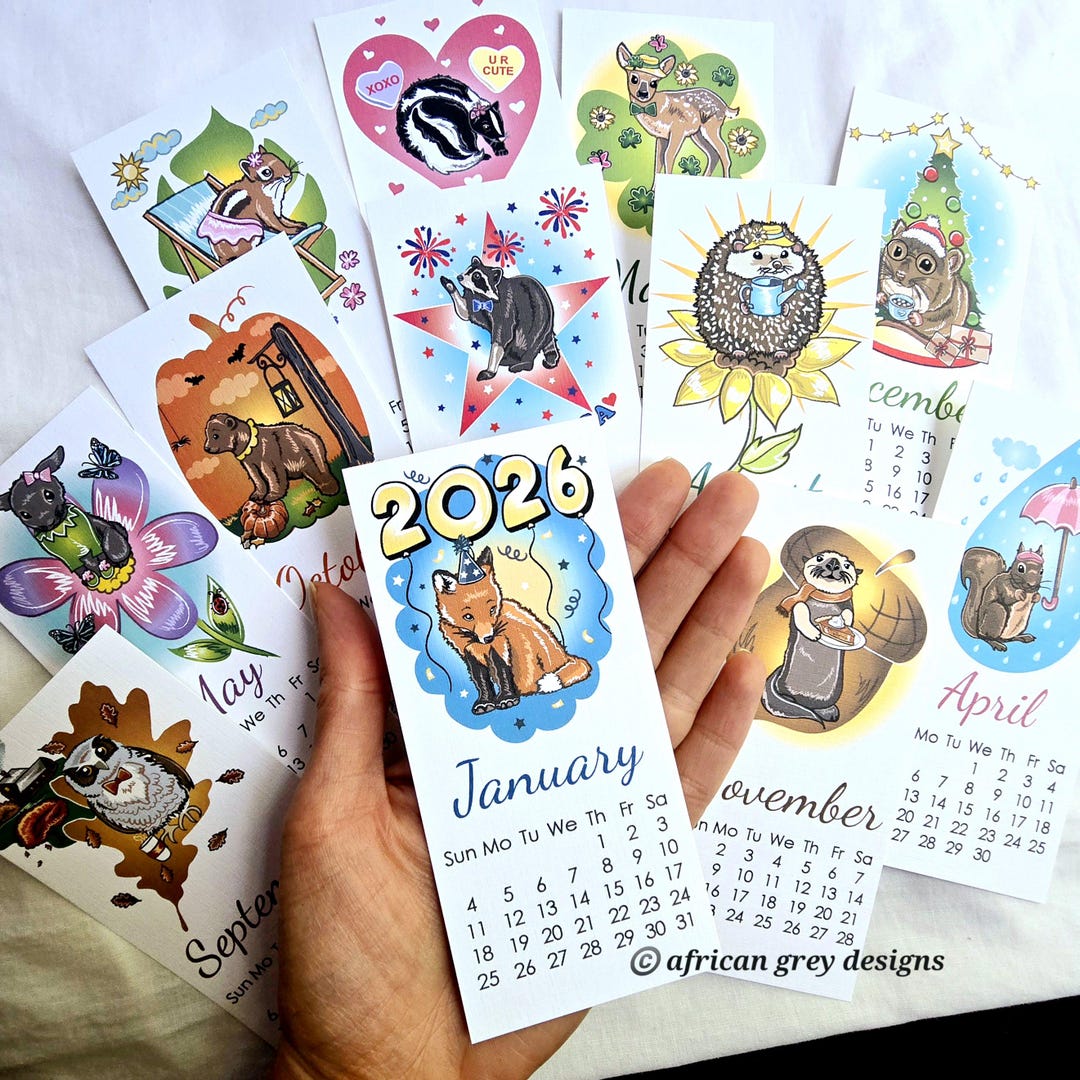2026 Woodland Animals Calendar - Mini Desk Size - Printed on Recycled ...