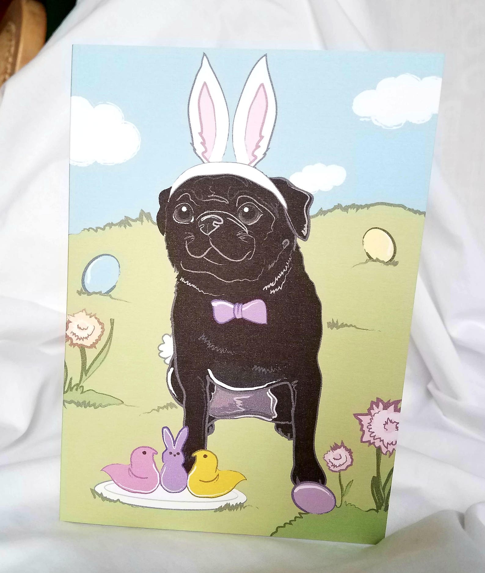Easter Pug Greeting Card - Etsy