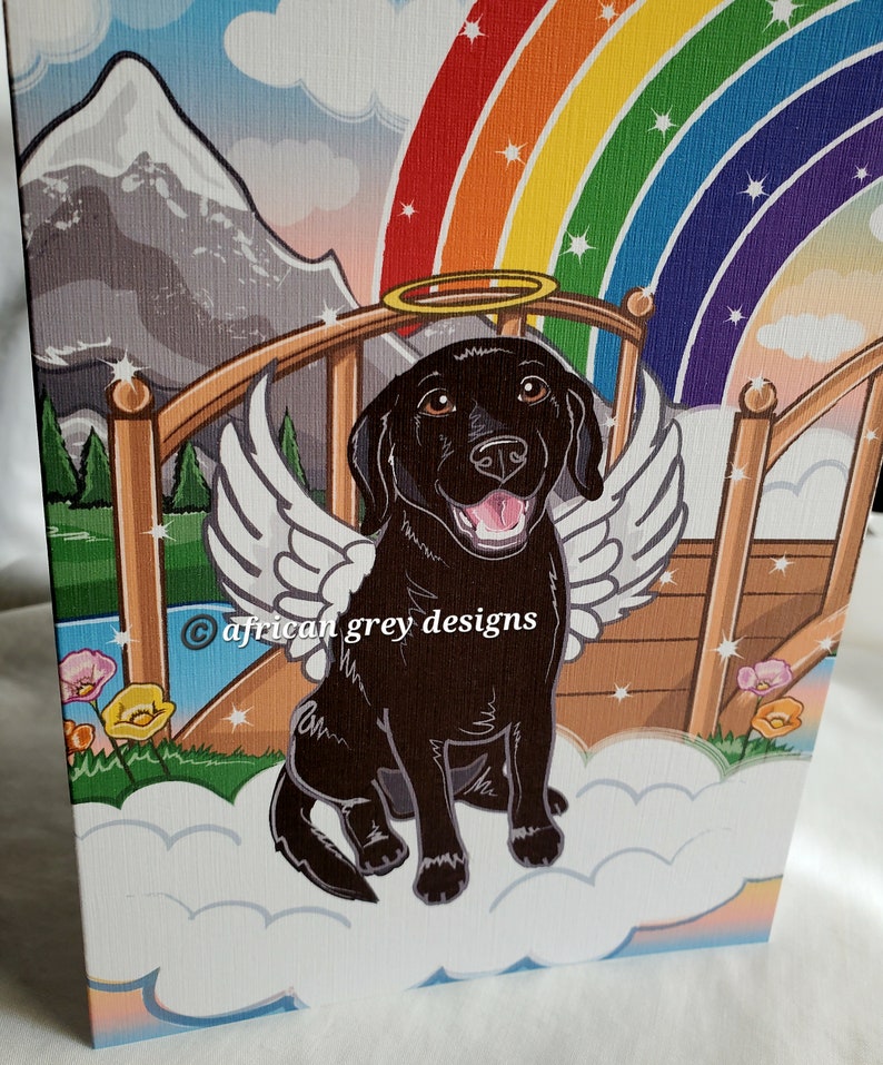 Rainbow Bridge Black Lab Angel Greeting Card - Etsy