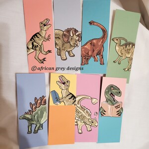 Mini Dinosaur Bookmarks Eco-friendly Set of 8 Printed on - Etsy
