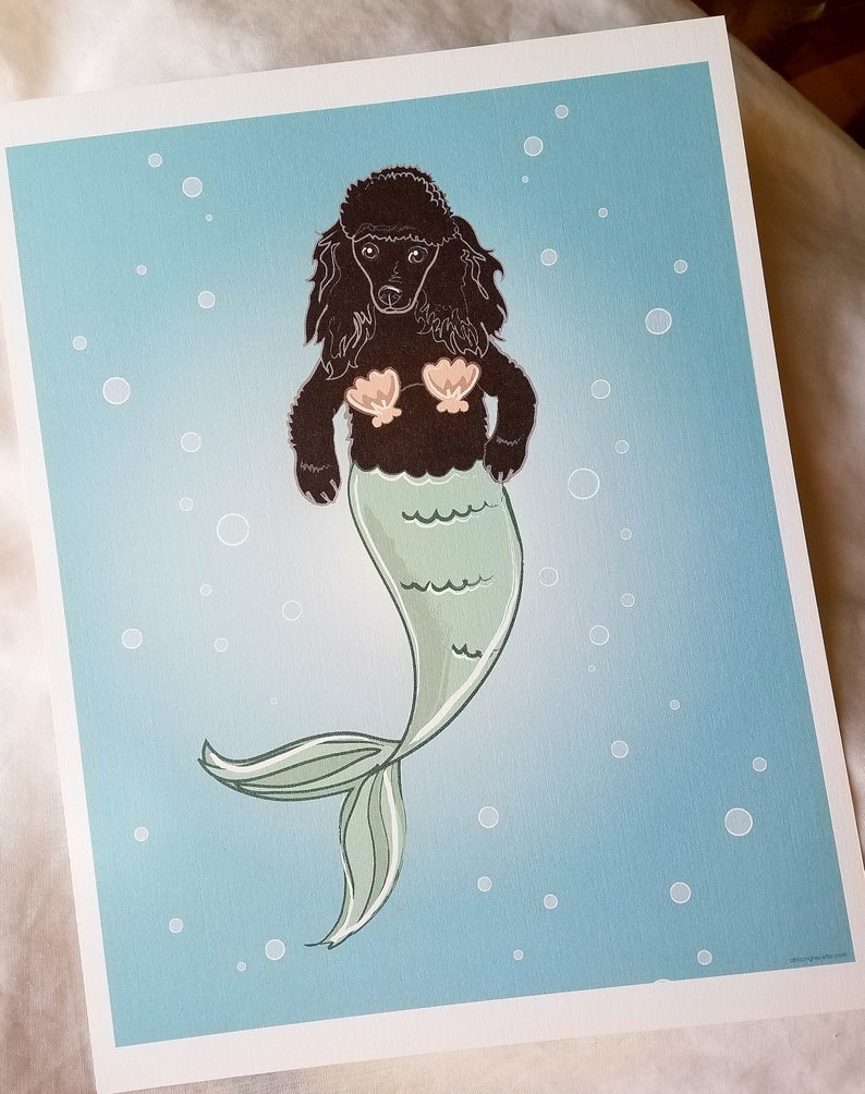 Poodle Mermaid - Bikini Shell Top - Eco-friendly 8x10 Print - Choose ...