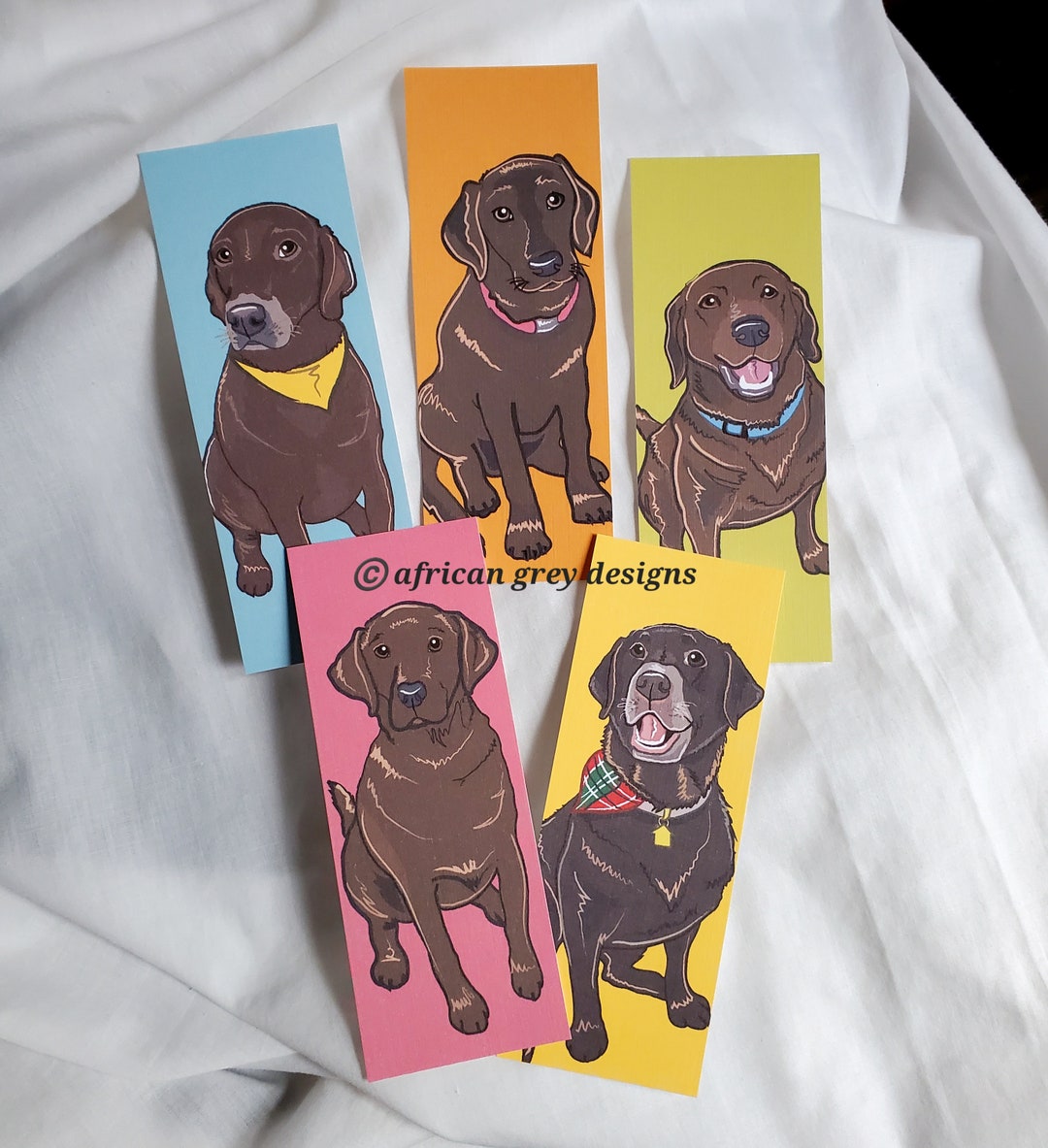 Chocolate Lab Bookmarks - Bright Colors - Eco-friendly Set of 5 Printed ...