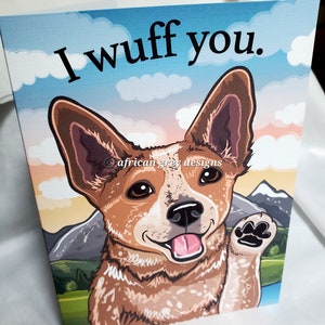 Blue Heeler Wuff You Greeting Card - Etsy