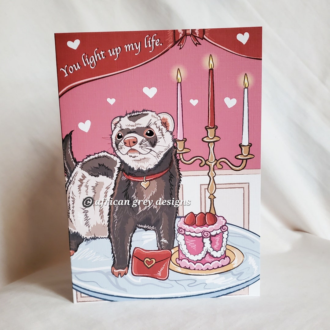 Romantic Ferret Greeting Card - Etsy