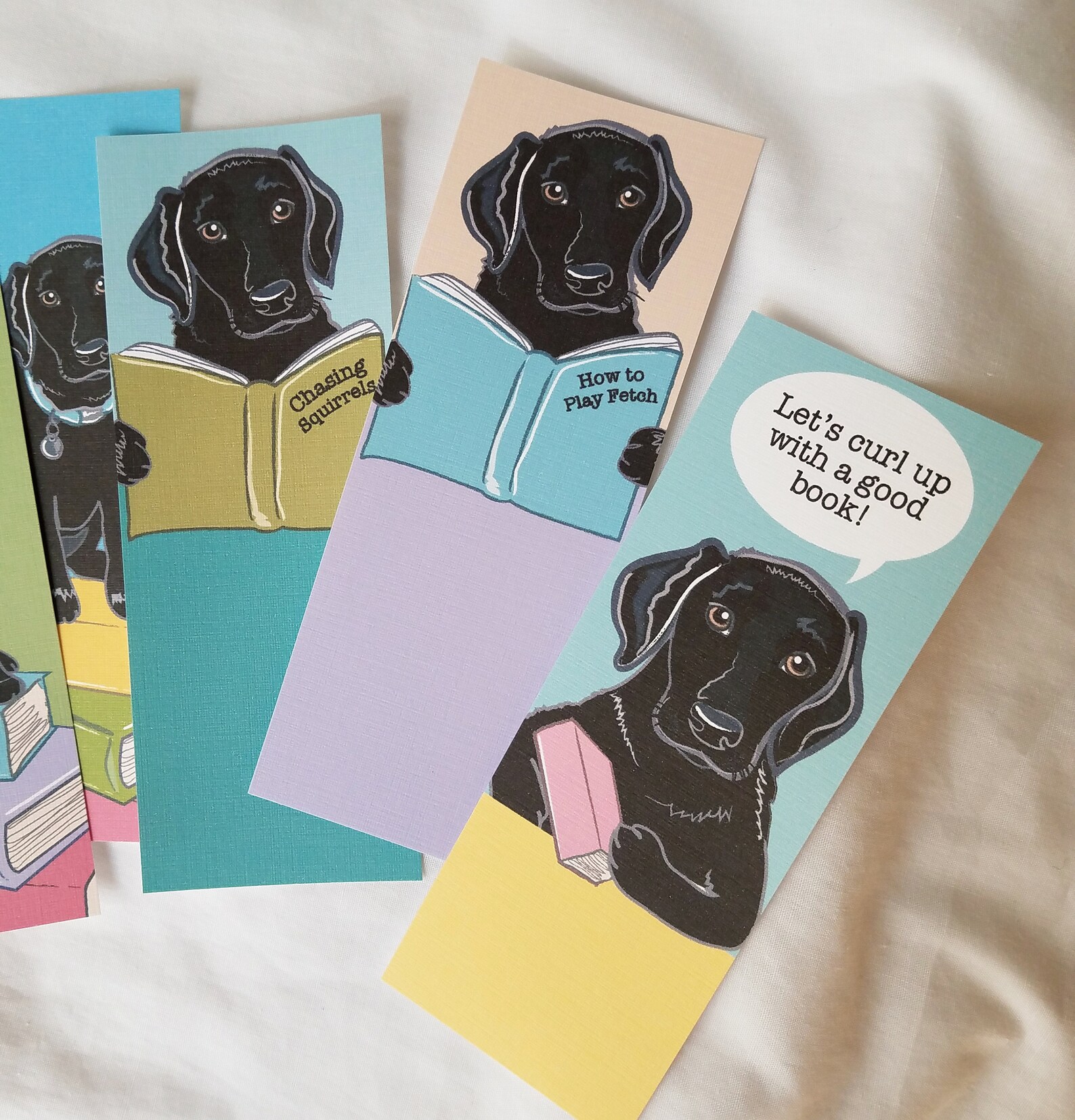 Black Lab Bookmarks Eco-friendly Set of 5 on Recycled Linen | Etsy