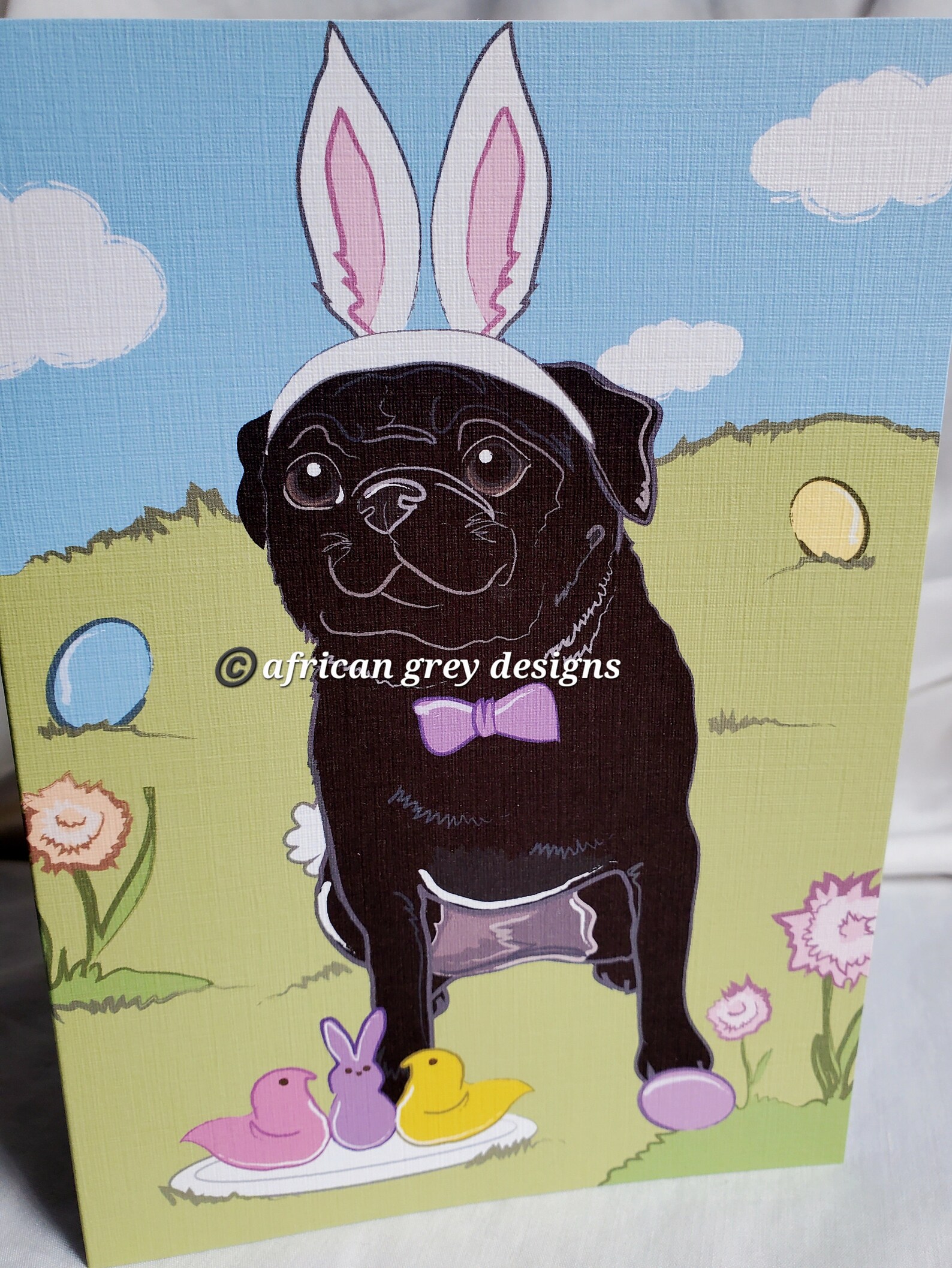Easter Pug Greeting Card - Etsy